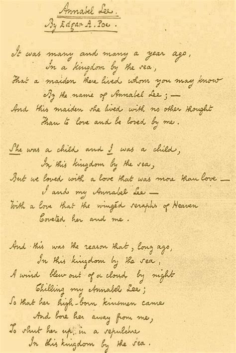 Edgar Allan Poes Manuscript For “annabel Lee” 1849 Rpenmanshipporn