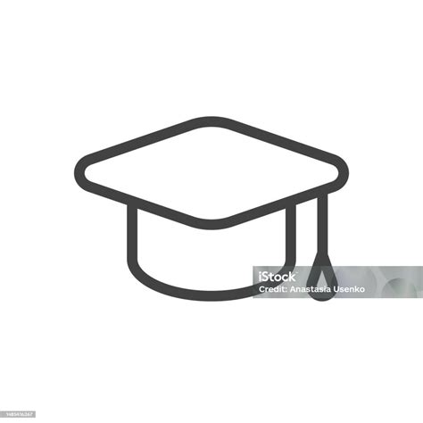 개요 스타일 Ui 아이콘 교육 및 학교 수업 컬렉션입니다 벡터 검정 선형 그림입니다 마술사 모자 졸업 기호는 흰색 배경에 분리되어 있다 대학 전문대학을 위한 디자인 요소 0