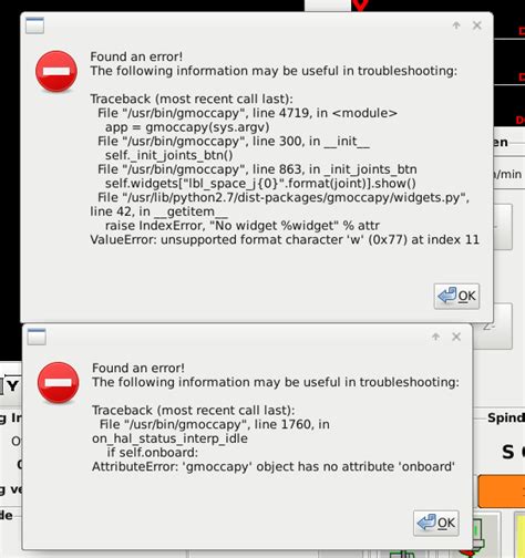 error message linuxcnc