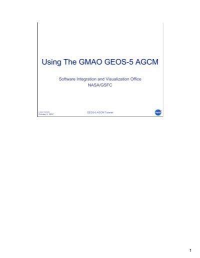 Gmao Geos 5 Tutorial Modeling Analysis And Prediction Program