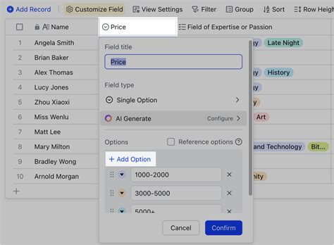 use single and multiple option fields in base