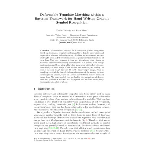Pdf Deformable Template Matching Within A Bayesian Framework For Hand Written Graphic Symbol