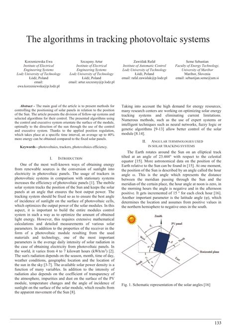 Pdf The Algorithms In Tracking Photovoltaic Systems