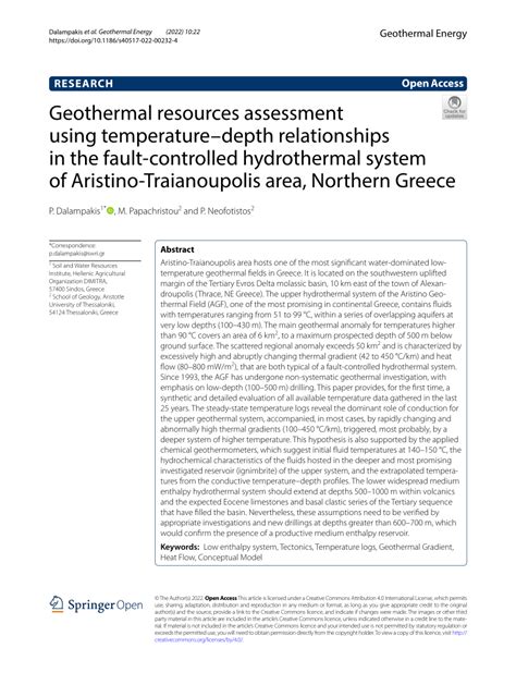 Pdf Geothermal Resources Assessment Using Temperature Depth Relationship In The Fault