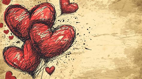 해피 발렌타인 데이 빈티지 핸드 드로잉 하트 배경 하트 프레임 사랑의 문자 발렌타인 프레임 배경 일러스트 및 사진 무료 다운로드 Pngtree