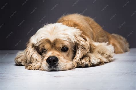 Jóvenes De Pura Raza Cocker Spaniel En Piso De Madera Foto Premium