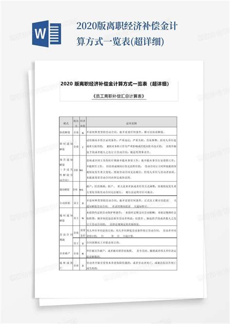 2020版离职经济补偿金计算方式一览表 超详细 Word模板下载 编号qapnoxnd 熊猫办公
