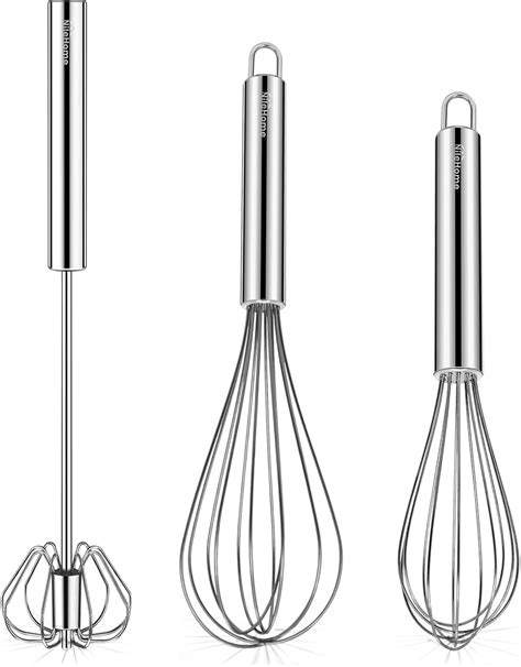 Nilehome Stainless Steel Whisk Set 8 10 Hand Blender 12