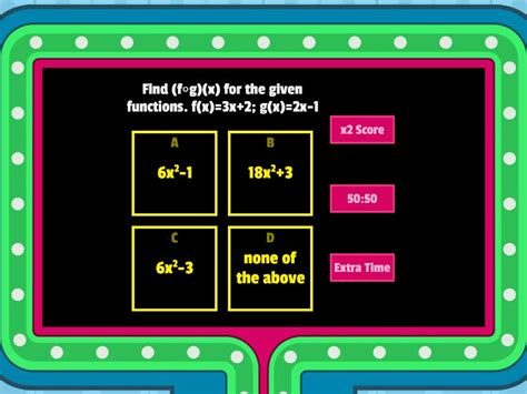 Composite Functions Activity Gameshow Quiz