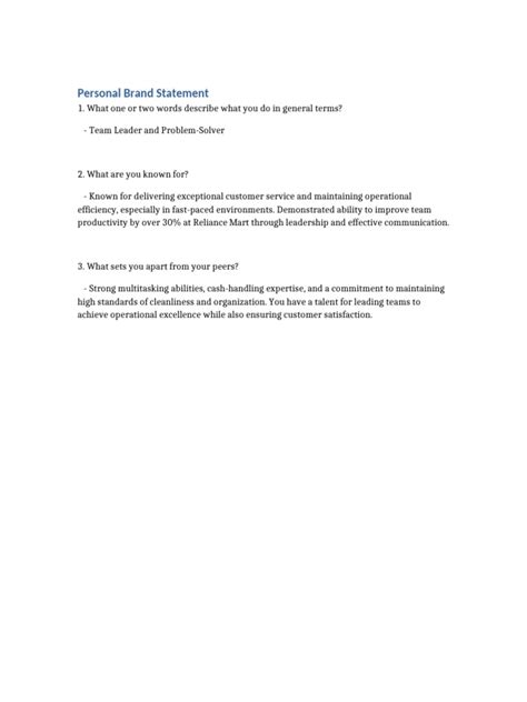 Personal Brand Statement Navdeep Sidhu Pdf