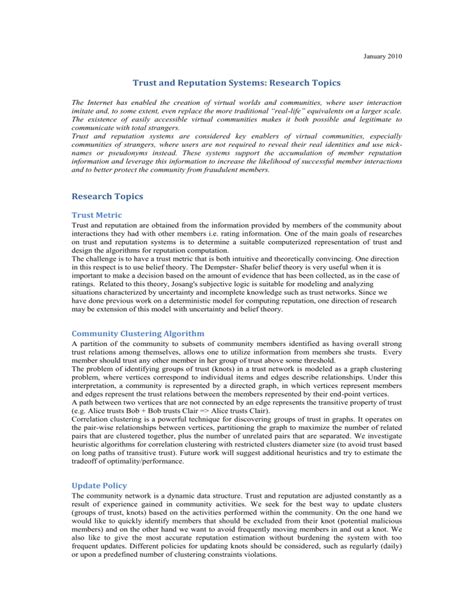 Trust And Reputation