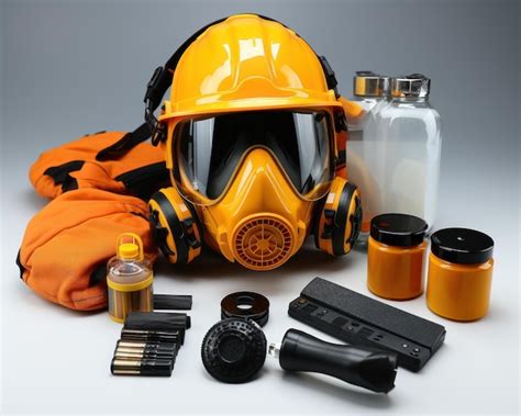 Protective Gear Set Displayed On A Crisp White Surface Construction