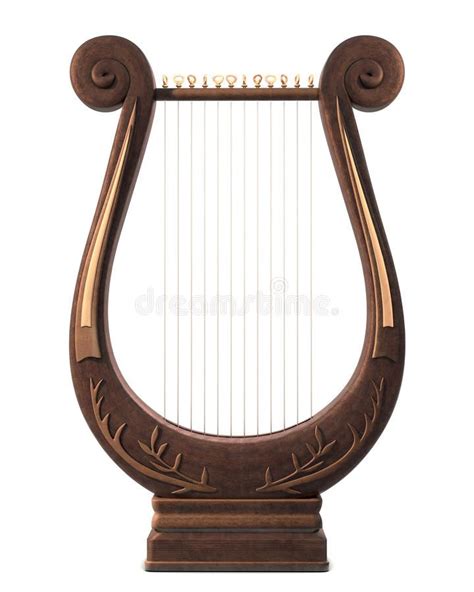 Stringed Lyre Musical Instrument On White Background