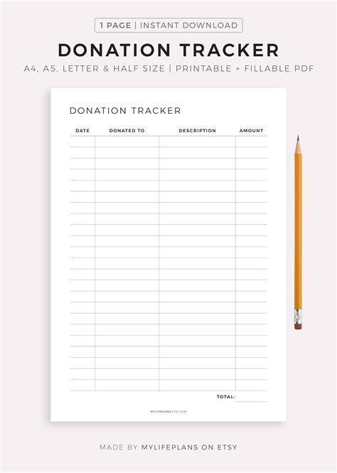 Donation Tracker Printable Tithe Tracker Giving Log Charitable
