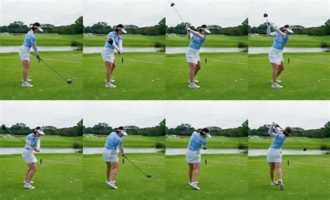 스타의 스윙 임희정의 연속 스윙 동작드라이브샷 측면 골프타임즈