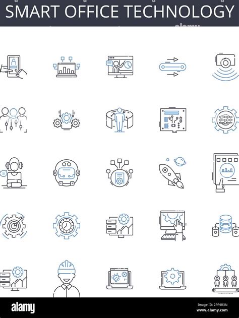 Smart Office Technology Line Icons Collection Responsive Web Design