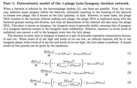 Solved Part Determinstic Model Of The Phage Chegg