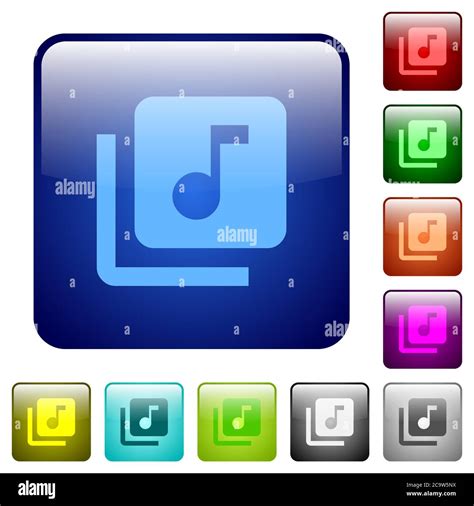 Music Library Icons In Rounded Square Color Glossy Button Set Stock Vector Image And Art Alamy