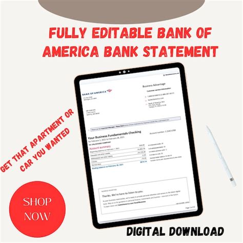 Checking Account Statement Template