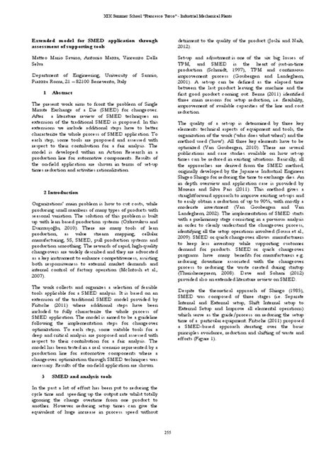 Extended Model For Smed Application Through Good Pdf Business