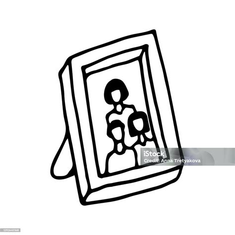 가족 사진 프레임의 손으로 그린 인사말 카드와 계절 추수 감사절 디자인 흰색 배경에 격리 된 낙서 벡터 그림입니다 0명에 대한 스톡 벡터 아트 및 기타 이미지 Istock