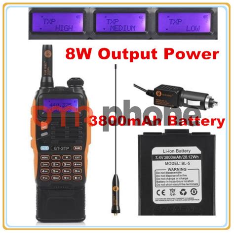 Baofeng Pofung GT 3TP Mark III 8W Two Way Radio Dual Band 3800mAh Battery Digital Mobile Radio