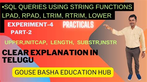 in sql string functions lpad rpad ltrim rtrim lower upper initcap length substr instr