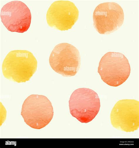 Decorative Abstract Watercolor Seamless Pattern With Orange And Yellow Round Blobs Stock Vector