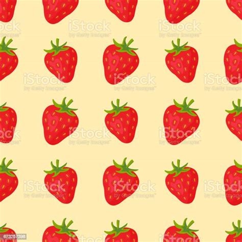 평면 스타일 원활한 패턴 음식 여름 디자인 벡터 일러스트 레이 션에 신선한 딸기 과일 만화 딸기에 대한 스톡 벡터 아트 및 기타