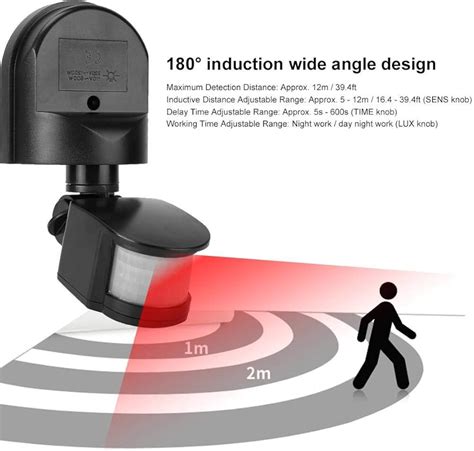 Outdoor PIR Infrared Motion Sensor Switch V A Black