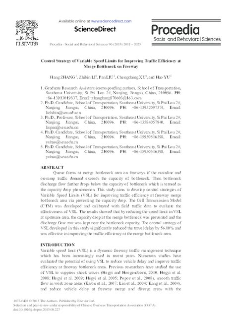 Pdf Control Strategy Of Variable Speed Limits For Improving Traffic