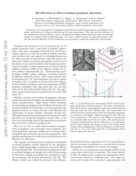 Pdf Rectification In Three Terminal Graphene Junctions
