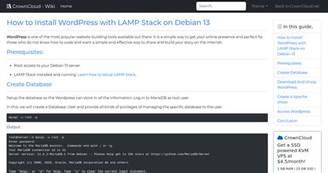 Crowncloud Wiki How To Install Wordpress With Lamp Stack On Debian 13
