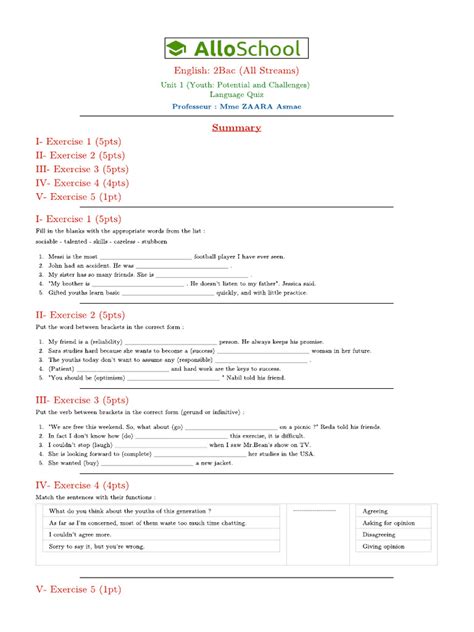 language quiz 1 maroc bac science pdf