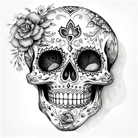 Candy Skull Tattoo Sketch