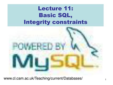 Ppt Lecture 11 Basic Sql Integrity Constraints Powerpoint