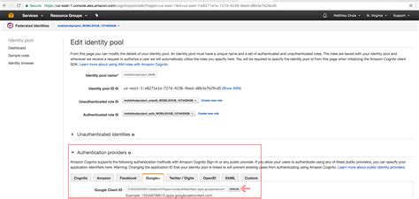 Ionic Aws Google Oauth Identity Pool Add Google Client Id