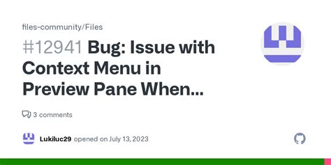 Bug Issue With Context Menu In Preview Pane When Right Clicking On Item Icons · Issue 12941