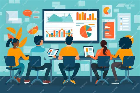 Collaborative Data Analysis Session With Visual Presentations Premium Ai Generated Image