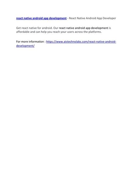 Ppt React Native Android App Development React Native Android App