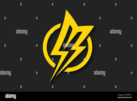 Initial Letter M Icon Logo Design With Lighting Thunder Bolt Electric