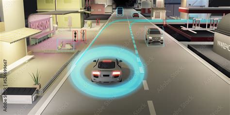 Auto Pilot Autonomous Car Self Driving Vehicle Car Driverless Object