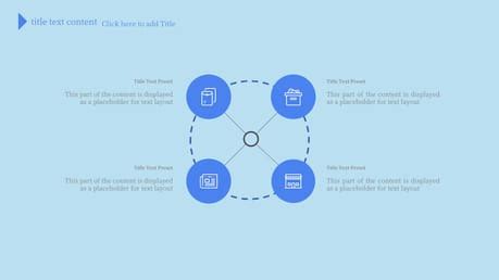 Blue Background With Four Different Icons Diagram Google Slide Theme And Powerpoint Template