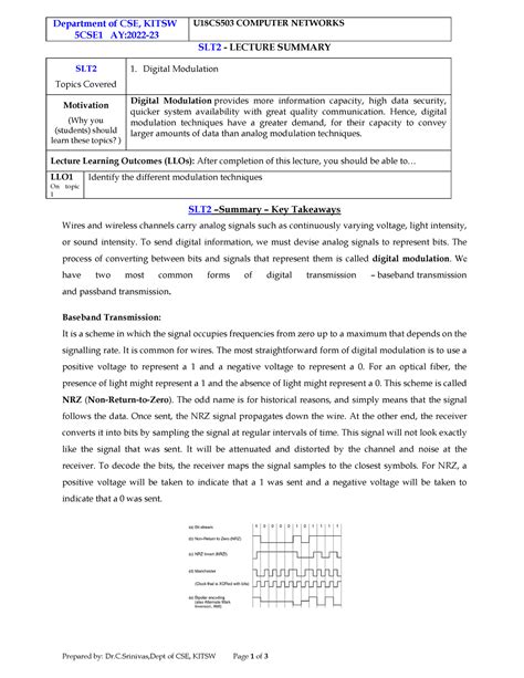 Cn Slt2 Yyydf Department Of Cse Kitsw 5cse1 Ay2022 U18cs503 Computer Networks Slt2