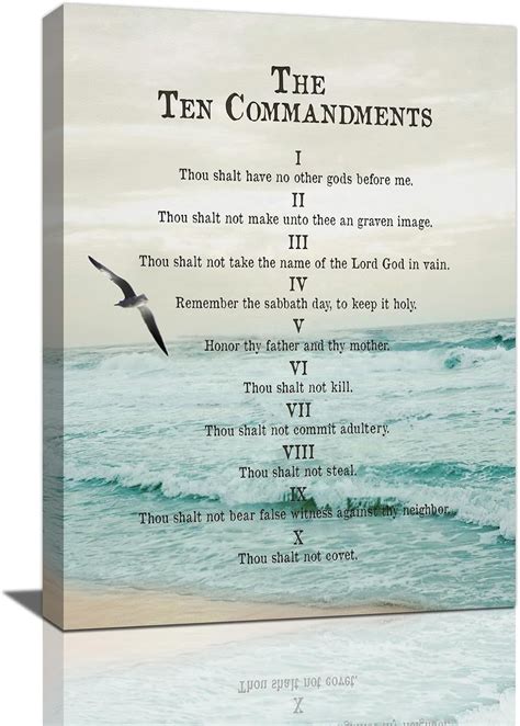 Aefer 10 Commandments Decor Wall Art Ten Commandments Canvas Prints Bible Verse Poster Christian