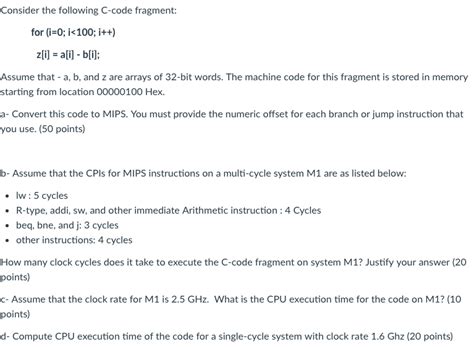 Consider The Following C Code Fragment For I 0