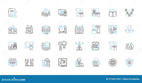 Virtual Instruction Linear Icons Set Distance Online Remote Virtual