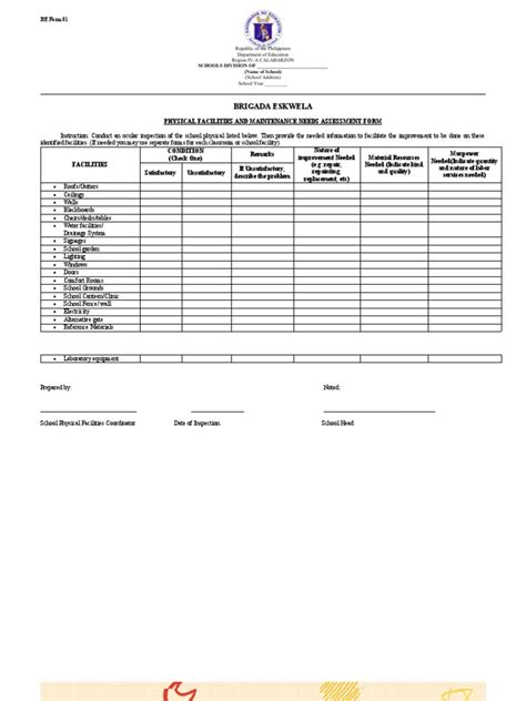 Be Form 01 Physical Facilities Assessment Pdf