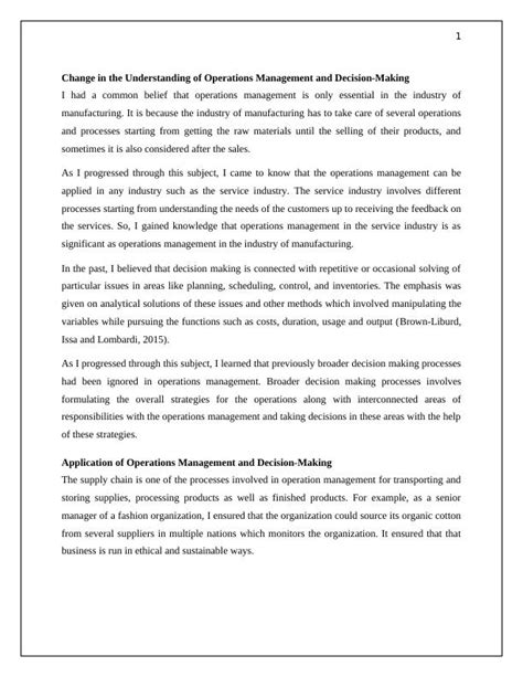 Operations Management And Decision Making Models