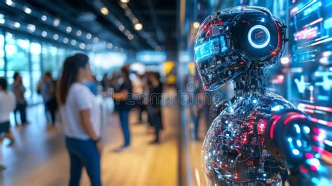 Exploring The Evolution Of Artificial Intelligence In A Modern Exhibition Space Stock Image